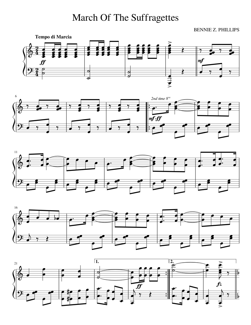 March Of The Suffragettes (1912) Sheet music for Piano (Solo ...
