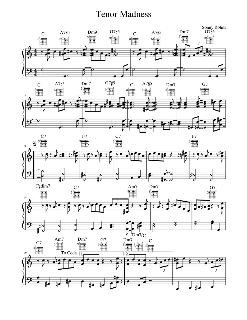 Tenor Madness Sheet music for Piano (Solo) | Musescore.com