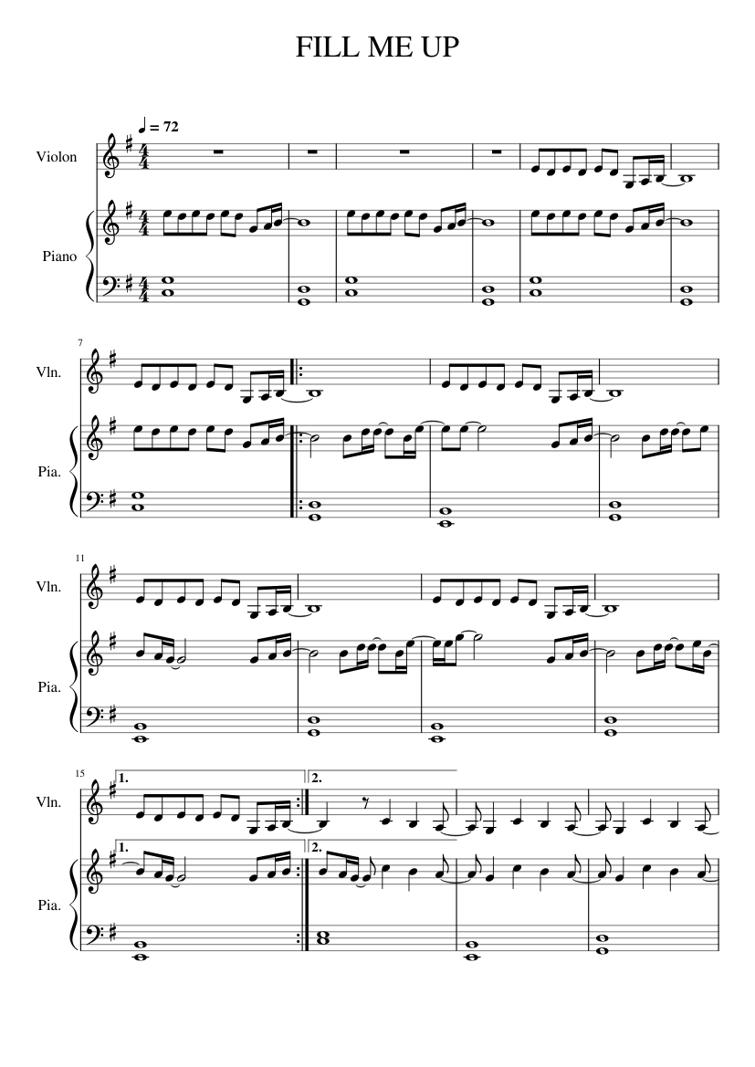 Fill me up – Tasha Cobbs FILL ME UP[466] Sheet Music for Piano, Violin ...