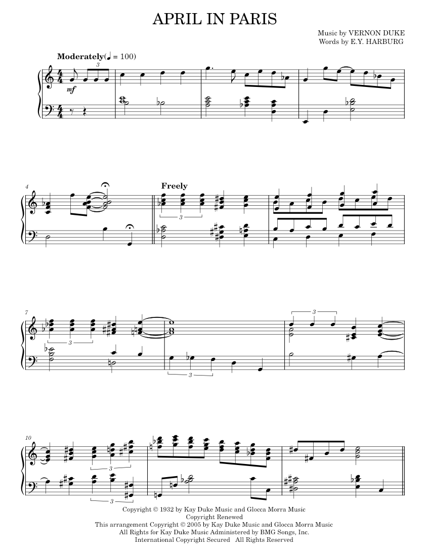 Play Official version of April In Paris Sheet Music by Billie Holiday ...