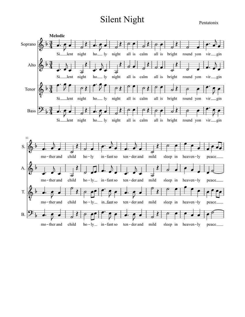Silent Night Sheet music for Bass guitar (Solo) | Musescore.com
