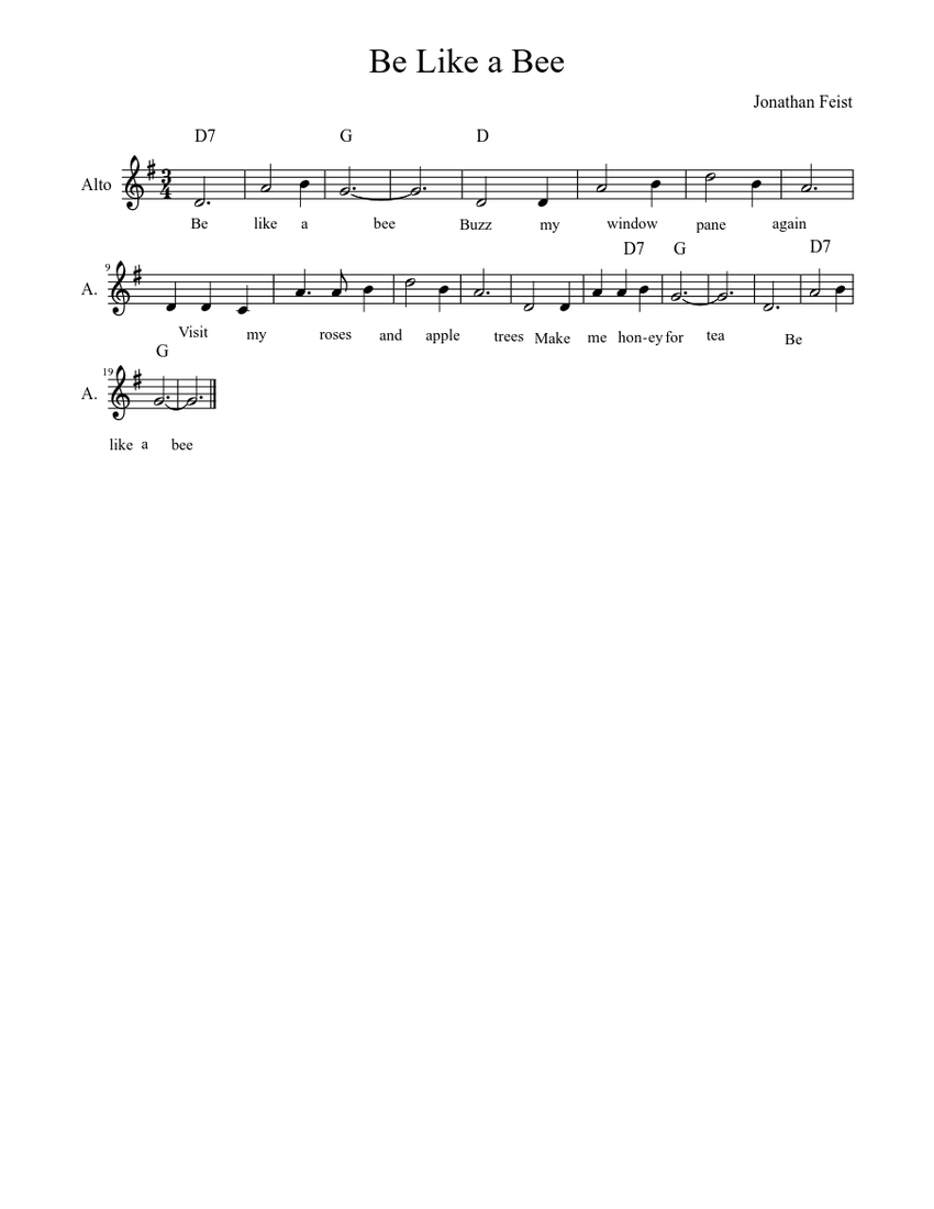 Be Like a Bee Sheet music for Alto (Solo) | Download and print in PDF ...