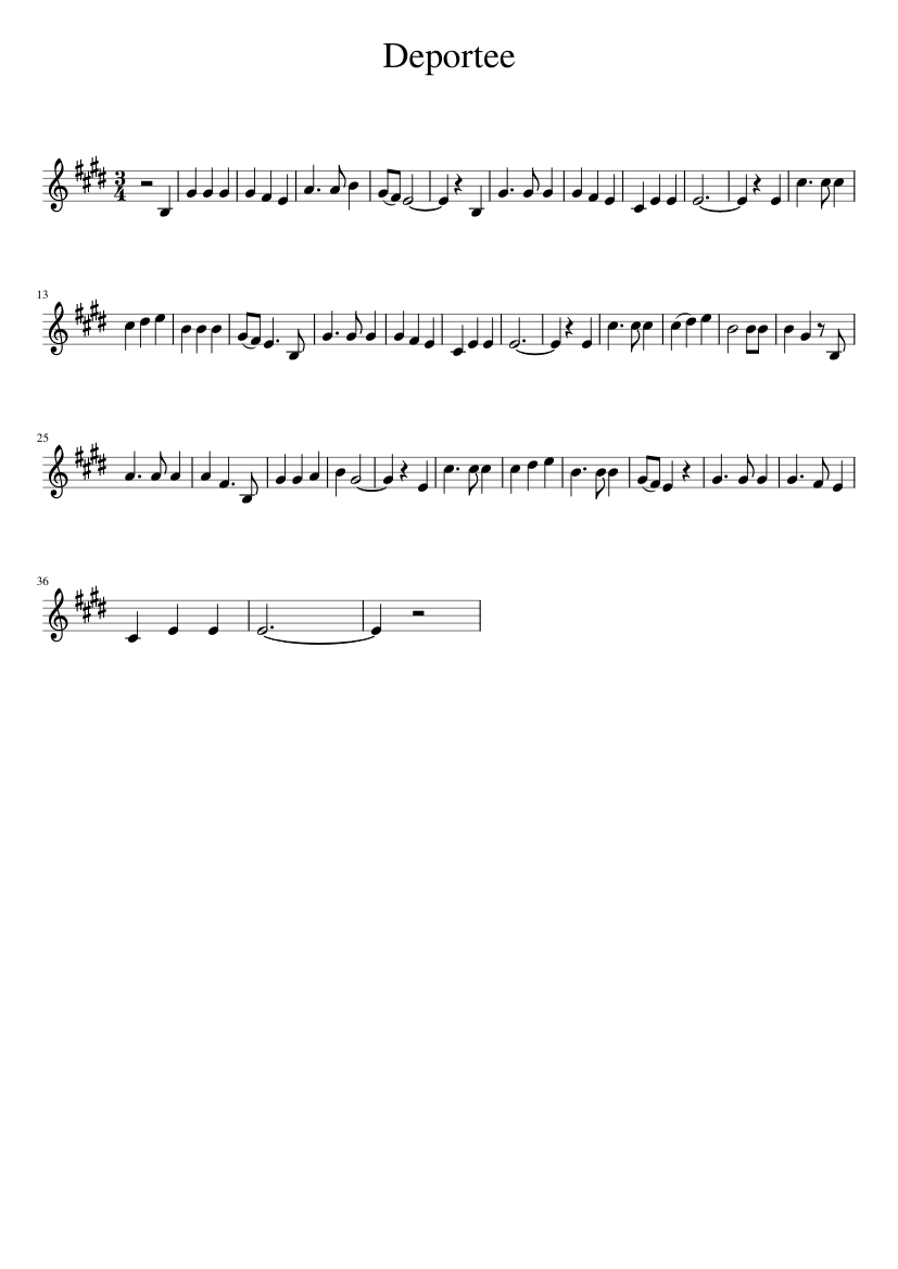 Deportee Sheet music for Piano (Solo) Easy | Musescore.com