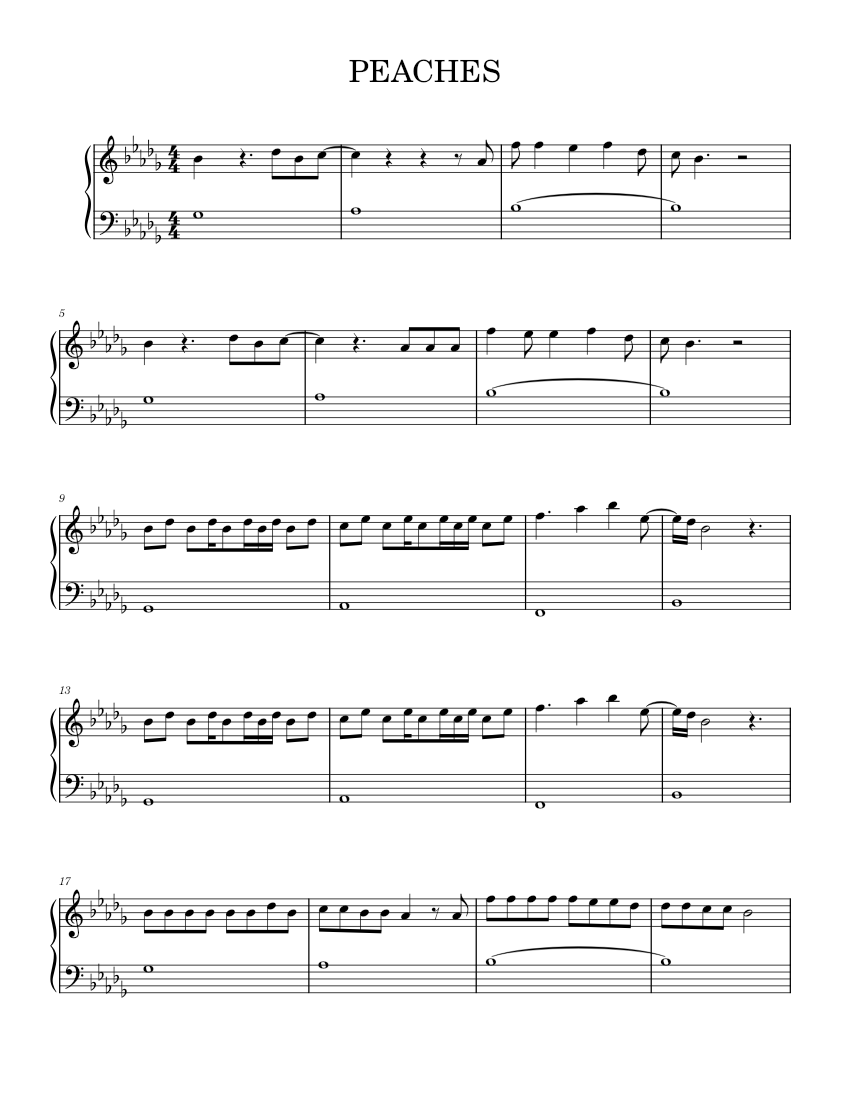 Peaches – Jack Black Peaches Sheet music for Piano (Solo) Easy | Musescore.com
