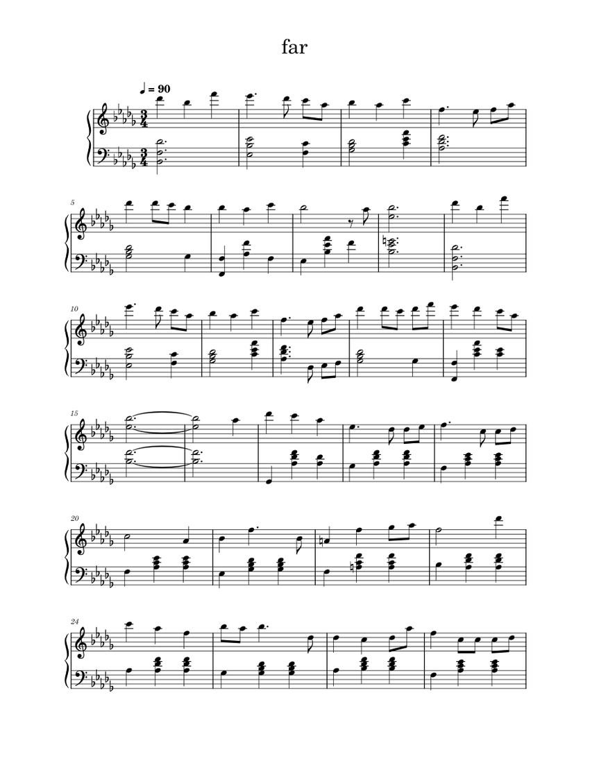 Far far Sheet music for Piano (Solo) Easy | Musescore.com