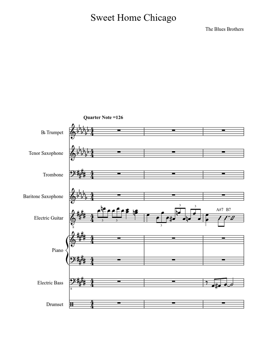 Sweet Home Chicago-The Blues Brothers Sheet music for Piano, Trombone ...