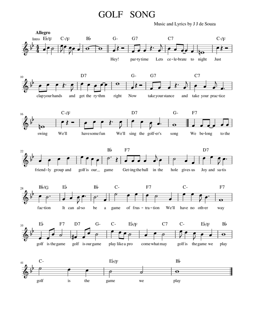 GOLF SONG Sheet music for Piano (Solo) | Musescore.com