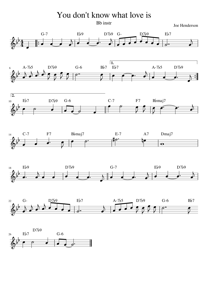 You don't know what love is Sheet Music with Chords for Saxophone tenor (Solo) | MuseScore.com