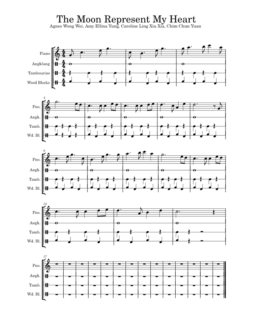 The Moon Represent My Heart Sheet music for Piano, Tambourine ...