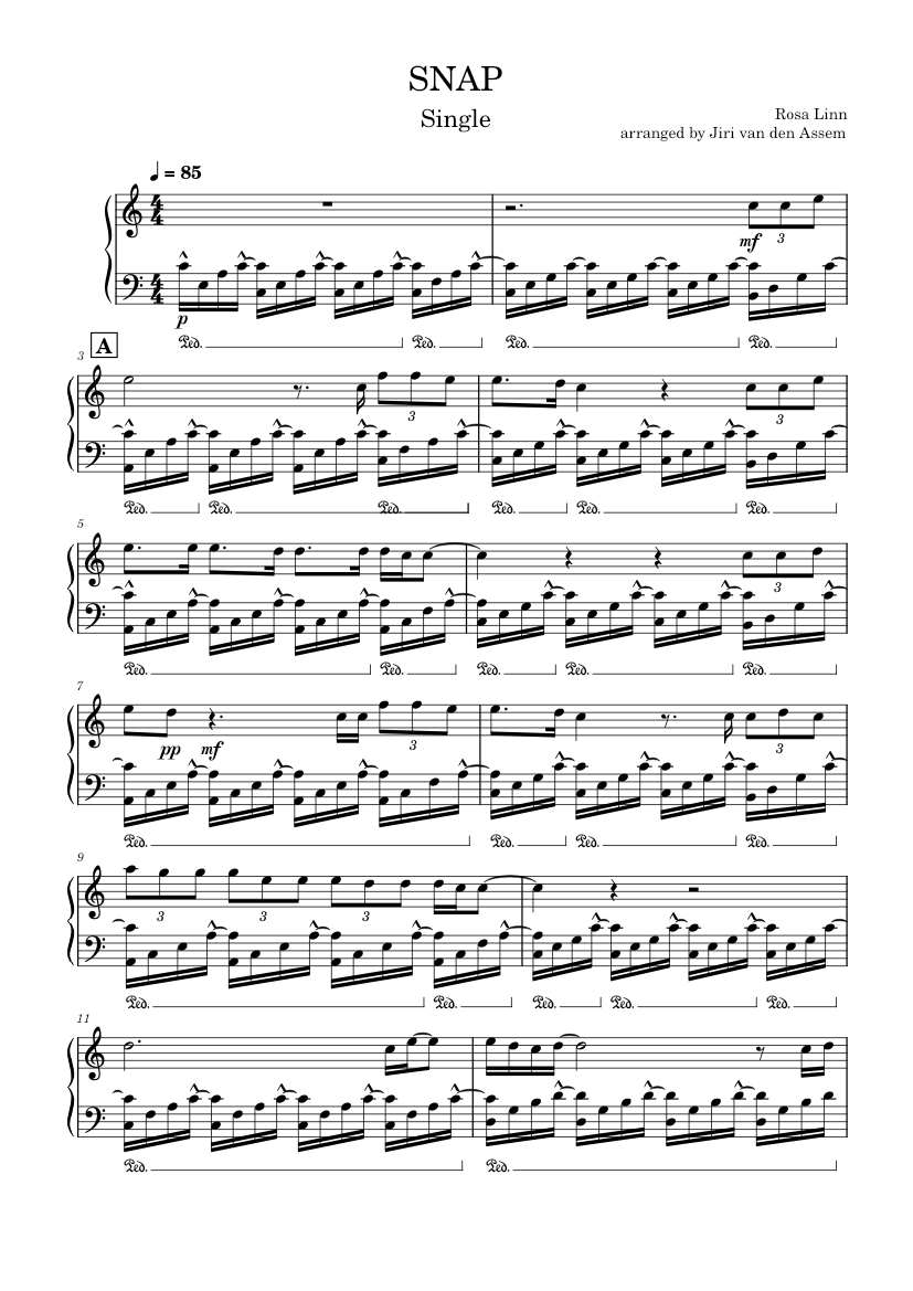 SNAP - Rosa Linn - piano tutorial