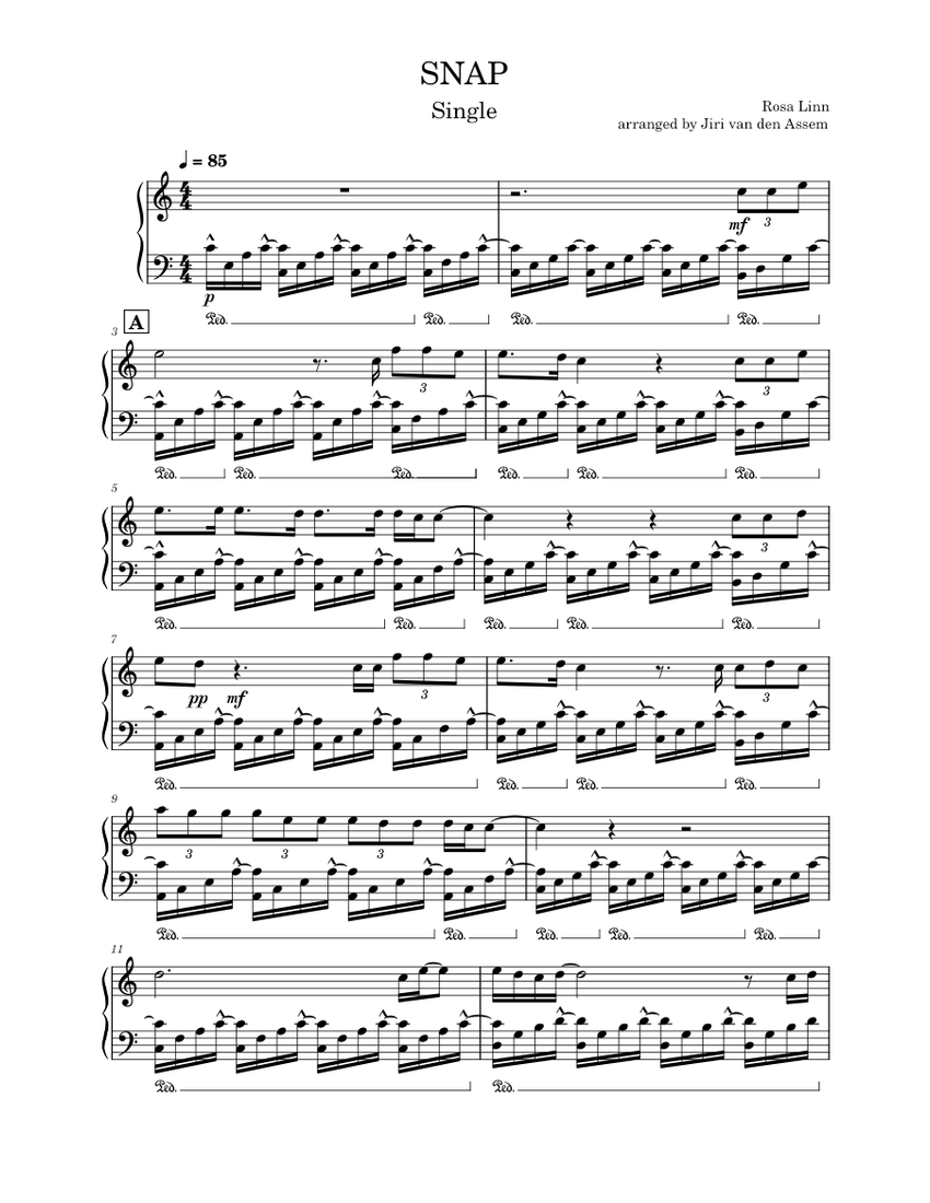 SNAP - Rosa Linn - piano tutorial