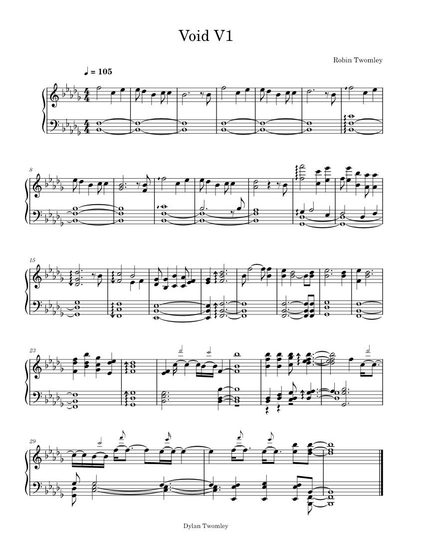 Void V1 Sheet music for Piano (Solo) | Musescore.com