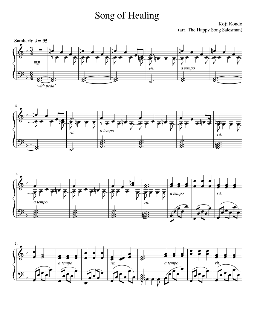 Song of Healing Sheet music for Piano (Solo) | Musescore.com