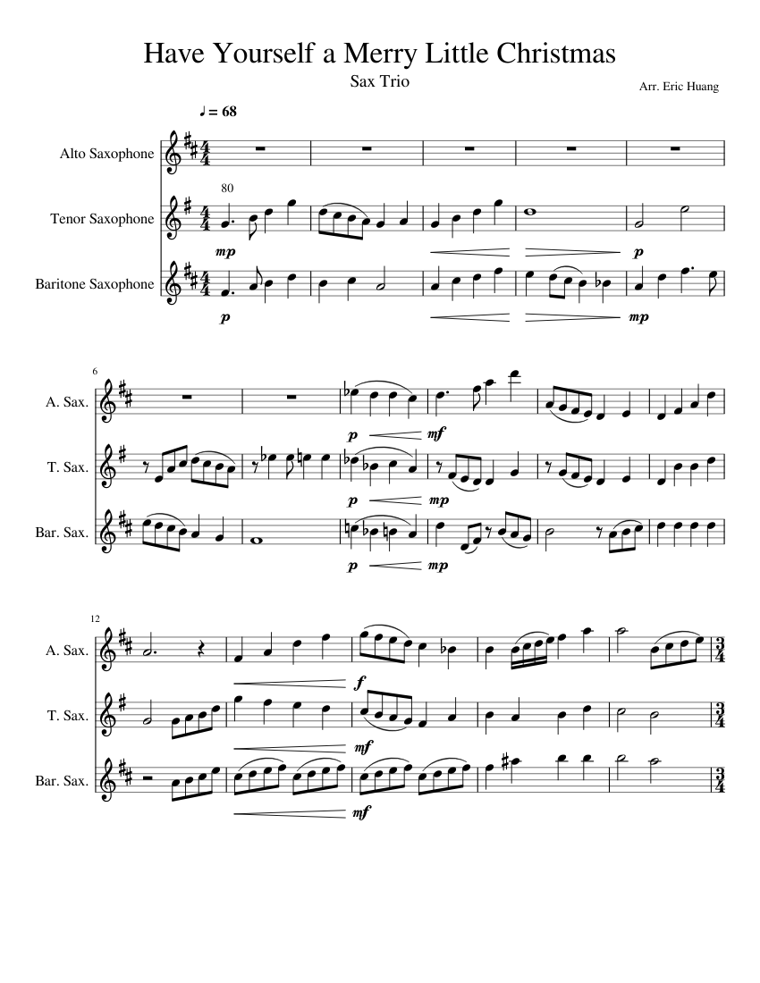 Have Yourself a Merry Little Christmas Sheet music for Saxophone alto ...