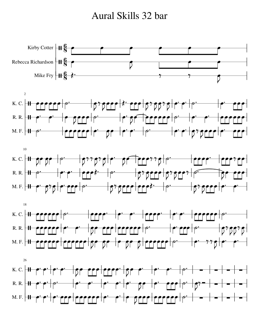 Aural Skills 32 bar Sheet music for Snare drum (Percussion Trio ...