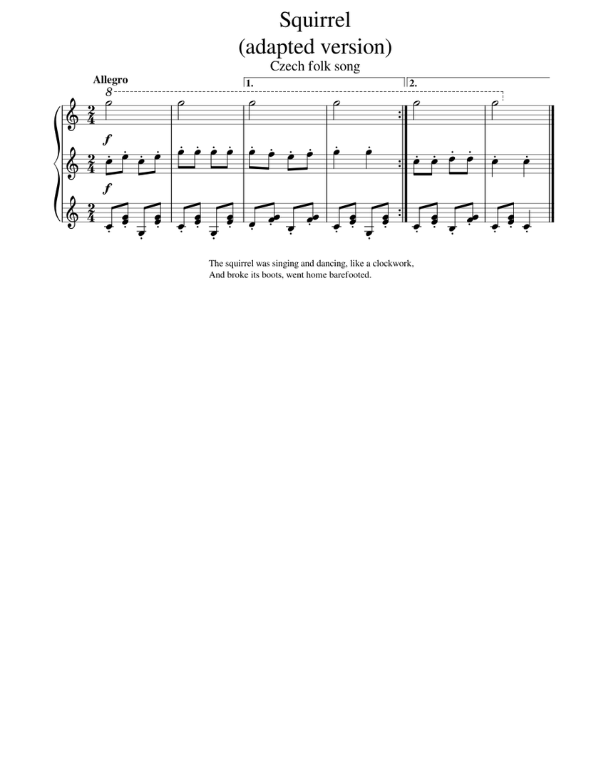 0001 Squirrel Sheet music for Piano (Solo) Easy | Musescore.com