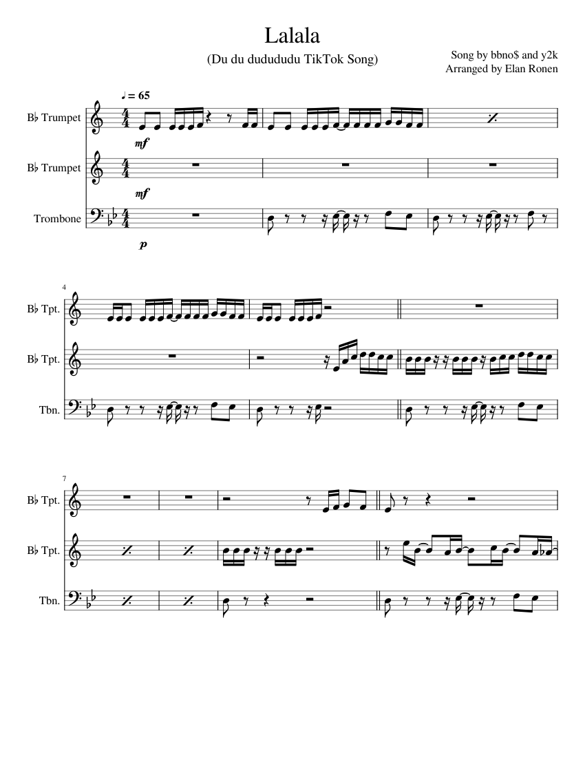 Lalala Sheet music for Trombone, Trumpet in b-flat (Mixed Trio ...