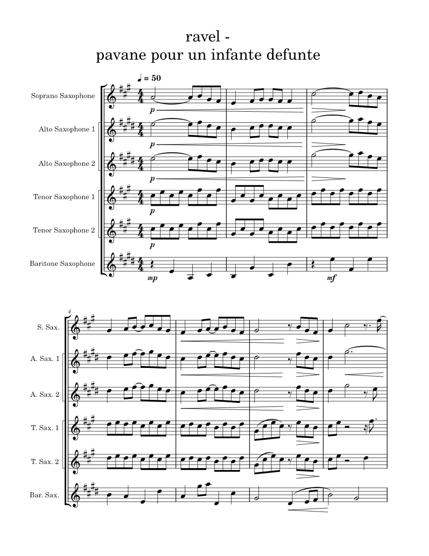 Pavane pour une infante défunte – Maurice Ravel | arr. for saxophone ...