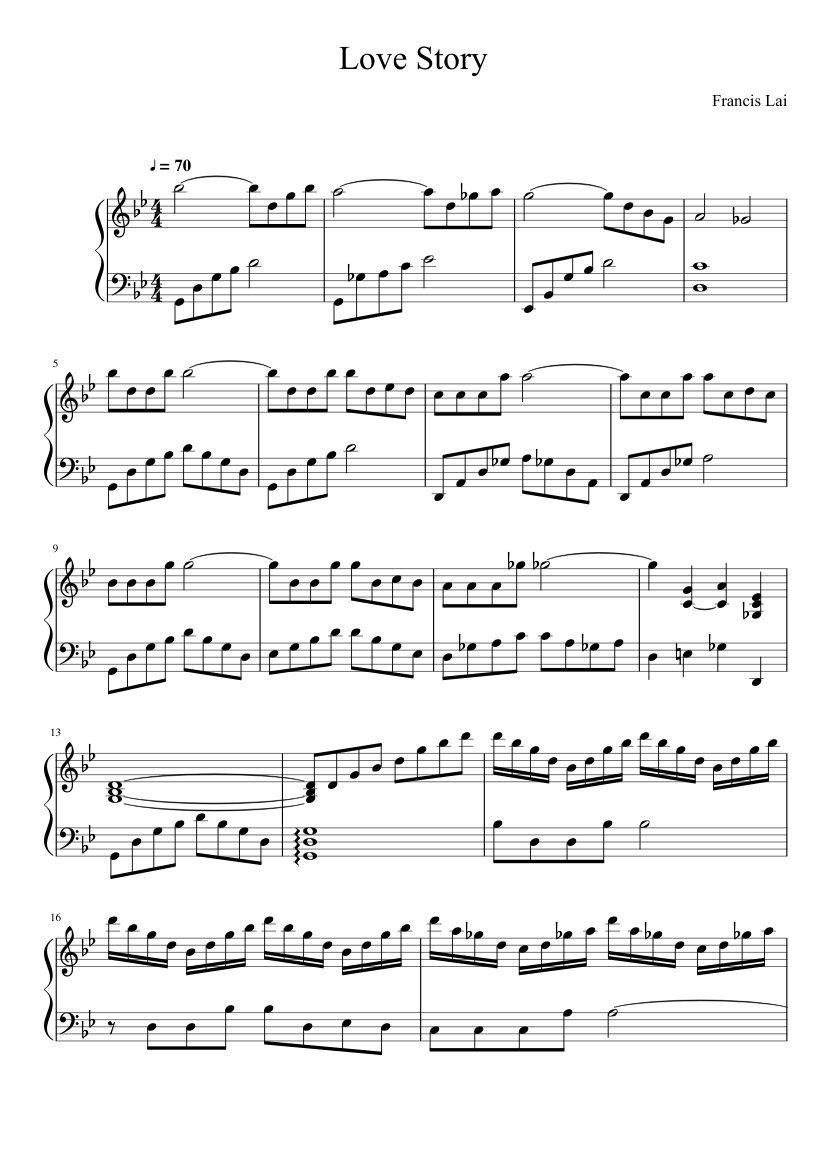 Love Story Piano Sheet Music