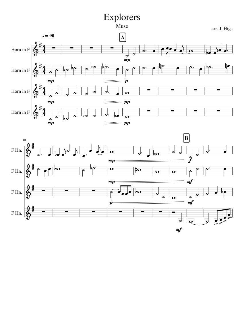 Explorers - Muse Sheet music for French horn (Mixed Quartet ...