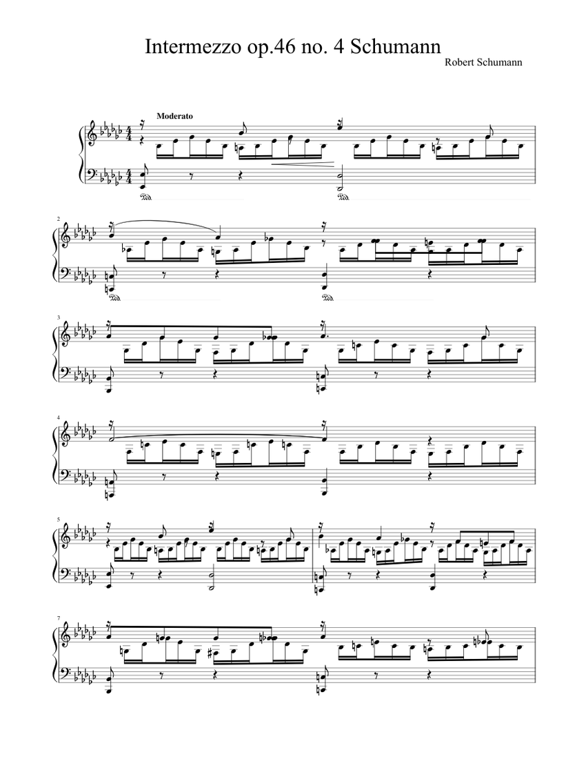 Intermezzo op 46 no 4 Schumann "Faschingsschwank" Sheet music for Piano ...
