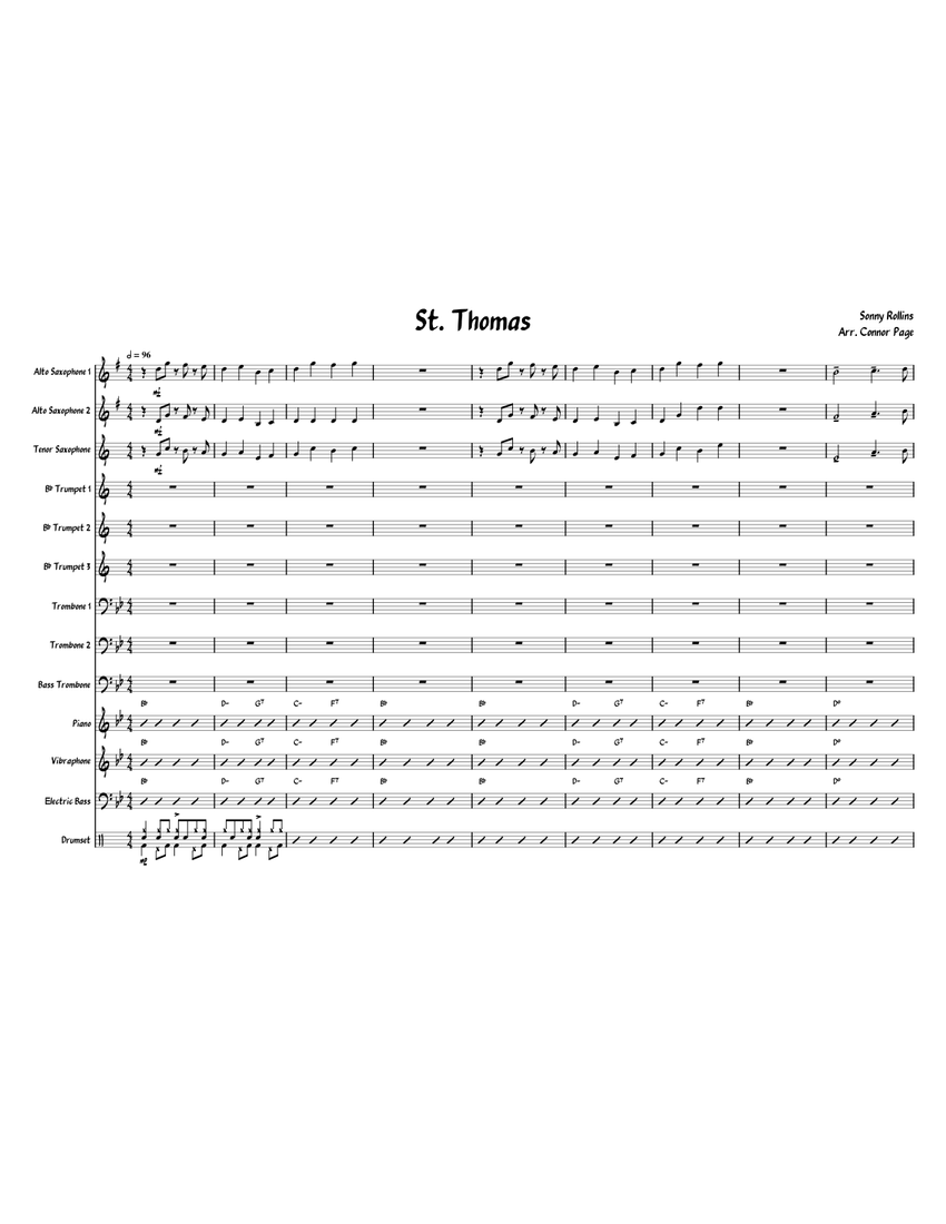 St Thomas Sheet music for Piano, Trombone, Trombone bass, Saxophone ...