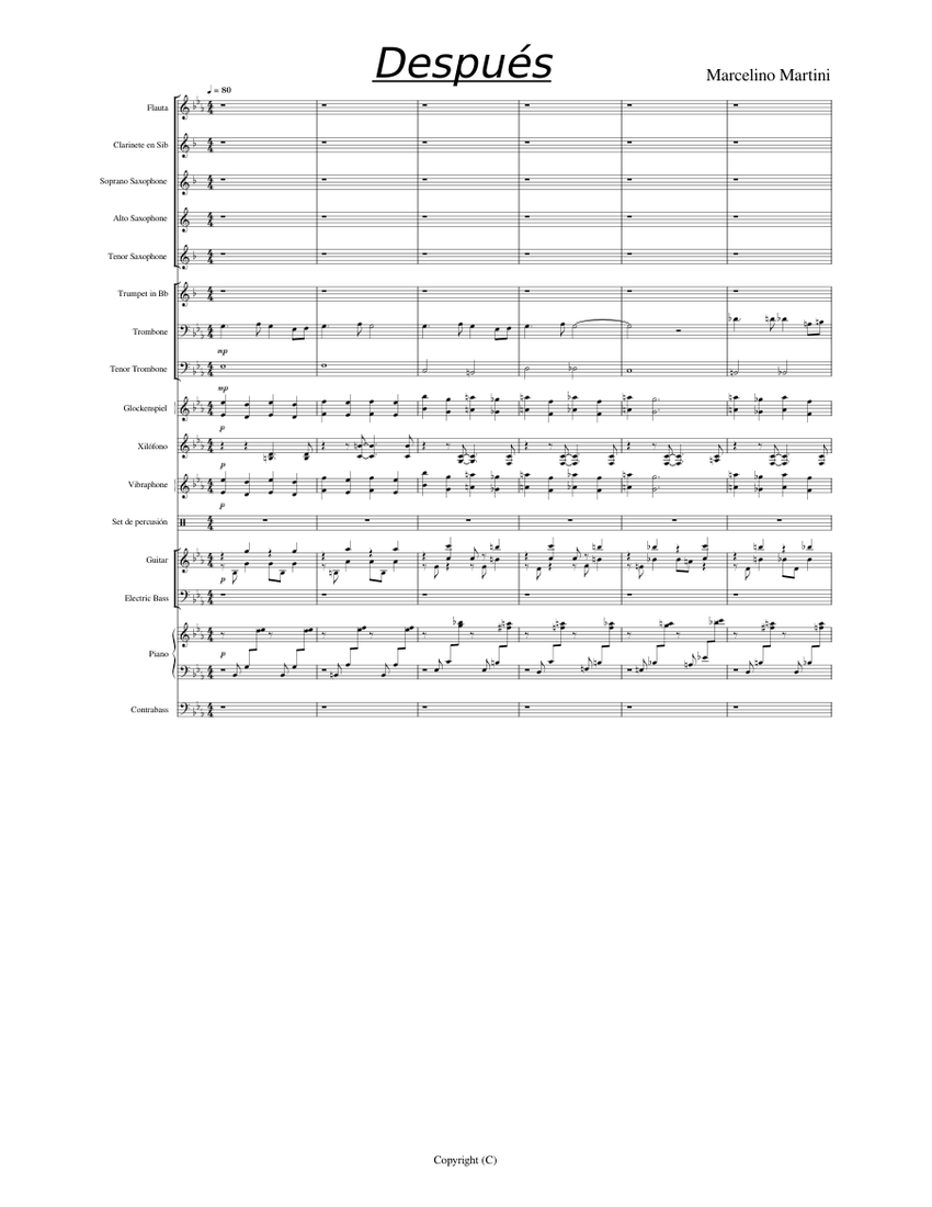 Despu s Sheet music for Piano, Trombone, Guitar, Woodwinds (other ...