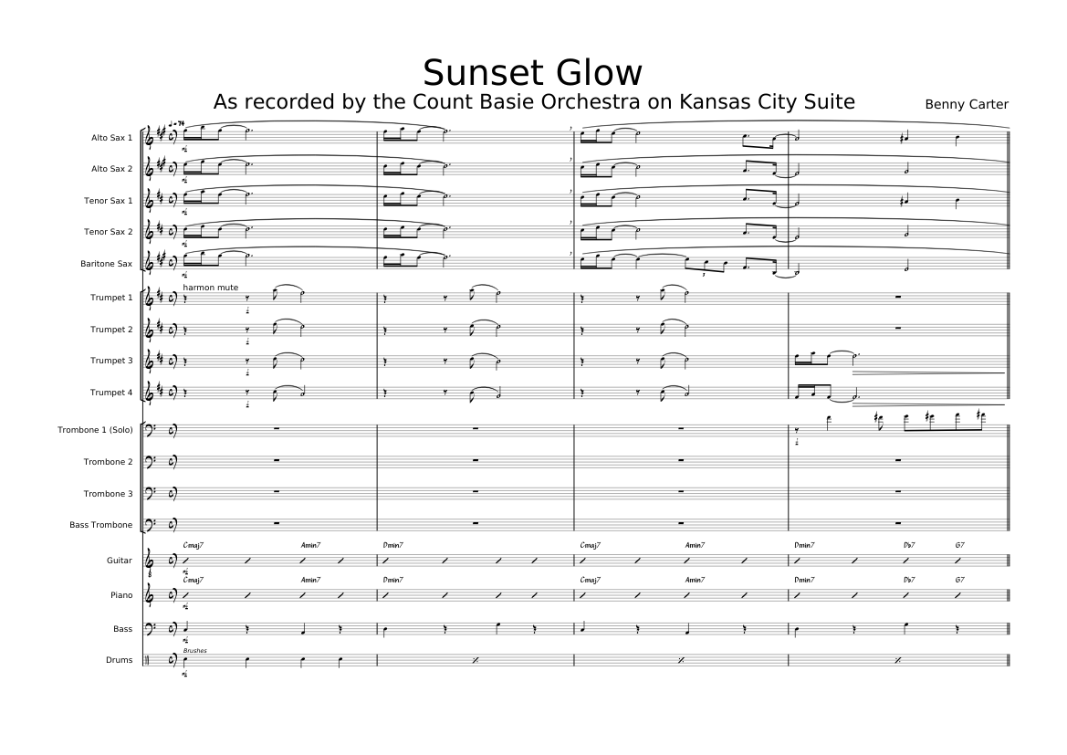 Sunset Glow – Count Basie Sunset Glow - Kansas City Suite Sheet Music ...