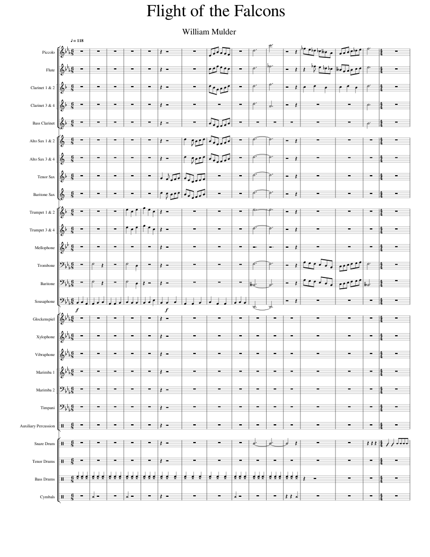 Flight of the Falcons Sheet music for Trombone, Tuba, Flute piccolo ...