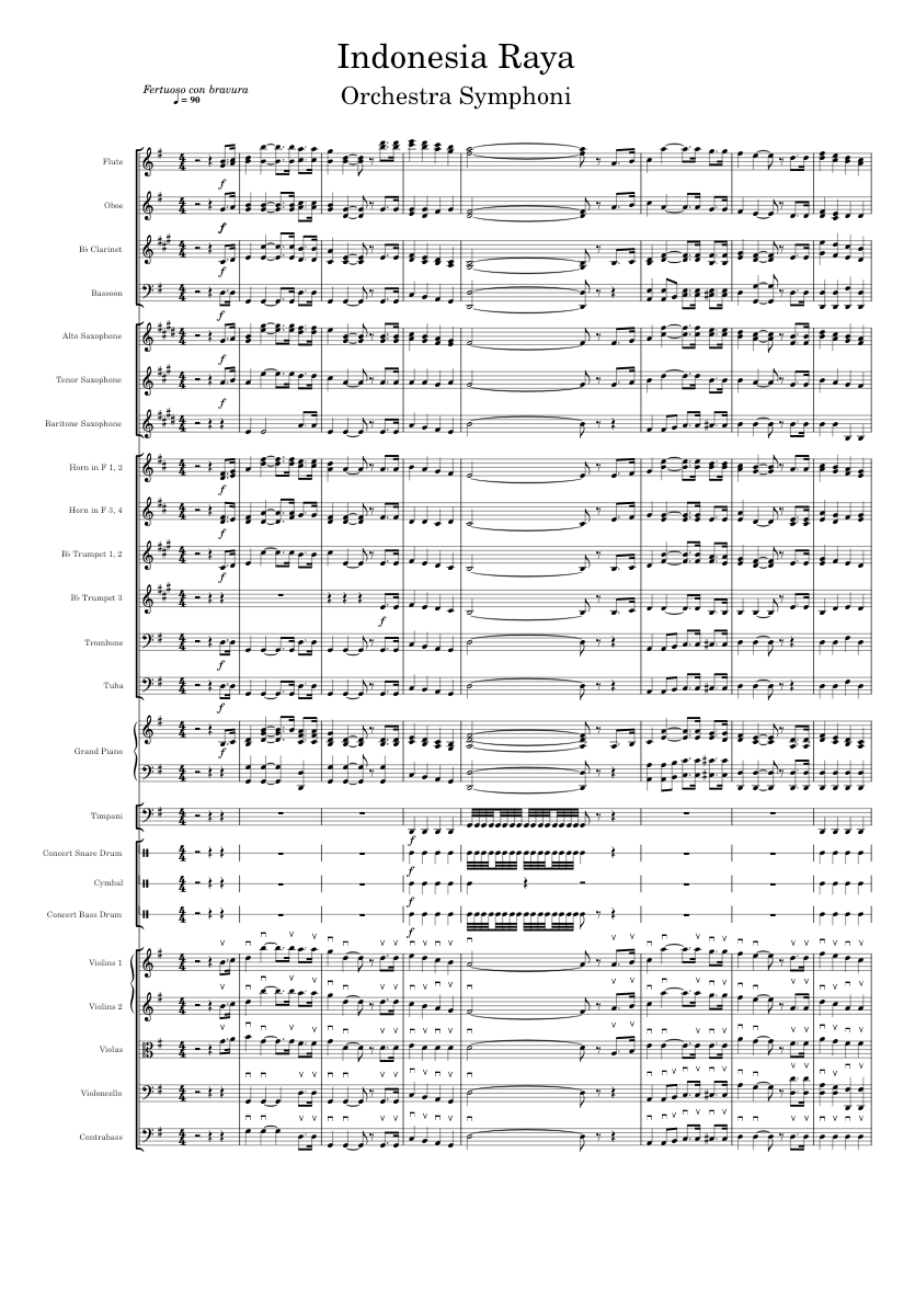 Indonesia Raya Sheet Music for Piano, Trombone, Tuba, Flute & more ...