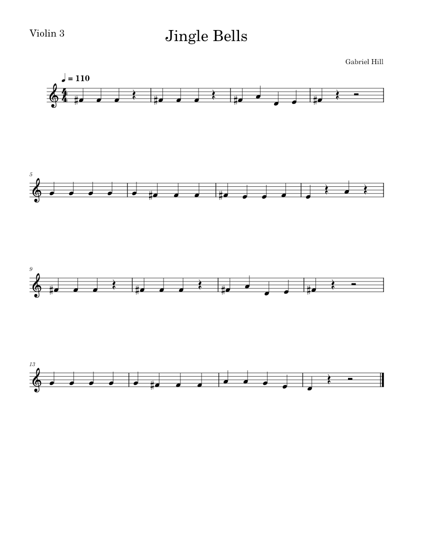 Jingle Bells – James Pierpont Jingle Bells-Violin 3 Sheet music for ...