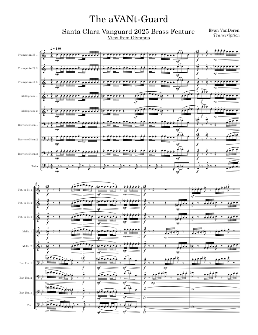 Santa Clara Vanguard 2025 "The aVANt-Guard" Brass Feature Transcription ...