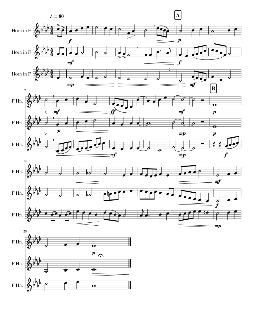 A Trio for Horn in F Sheet music for French horn (Mixed Trio ...