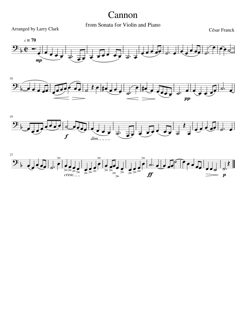 Cannon Sheet music for Tuba (Solo) | Musescore.com
