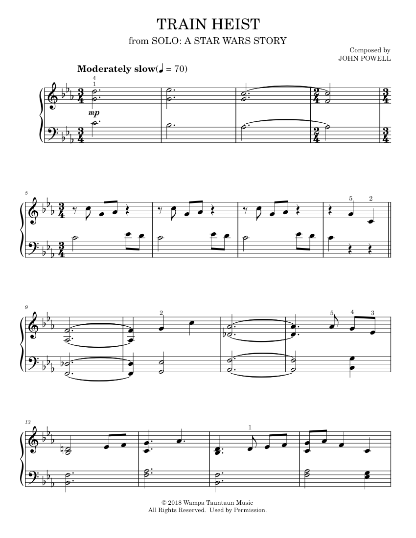 Play Official version of Train Heist sheet music by John Powell for ...
