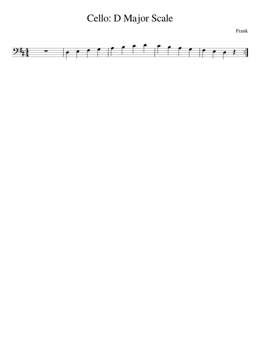 Cello: D Major Scale Sheet music for Cello (Solo) | Musescore.com