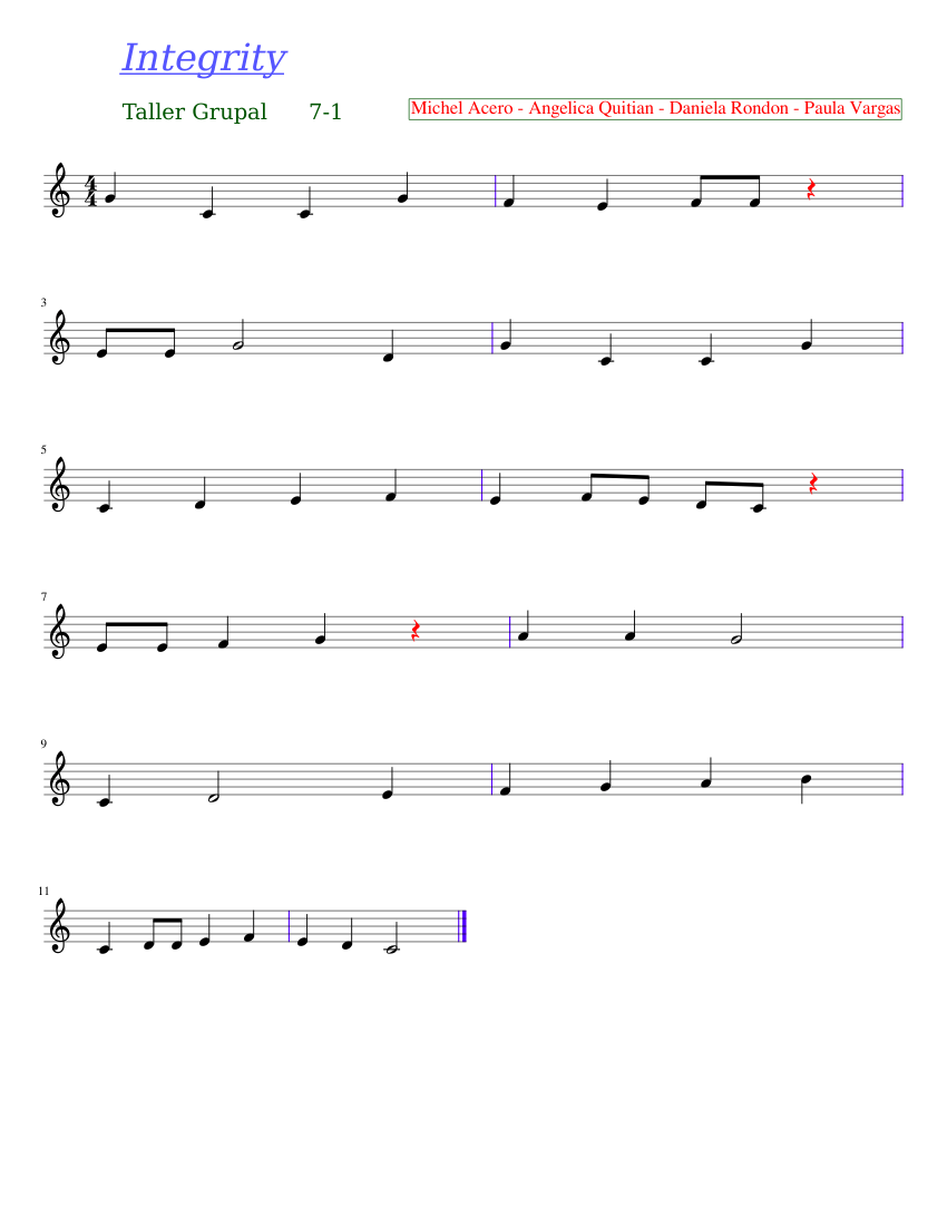 Integrity Sheet music for Piano (Solo) Easy | Musescore.com