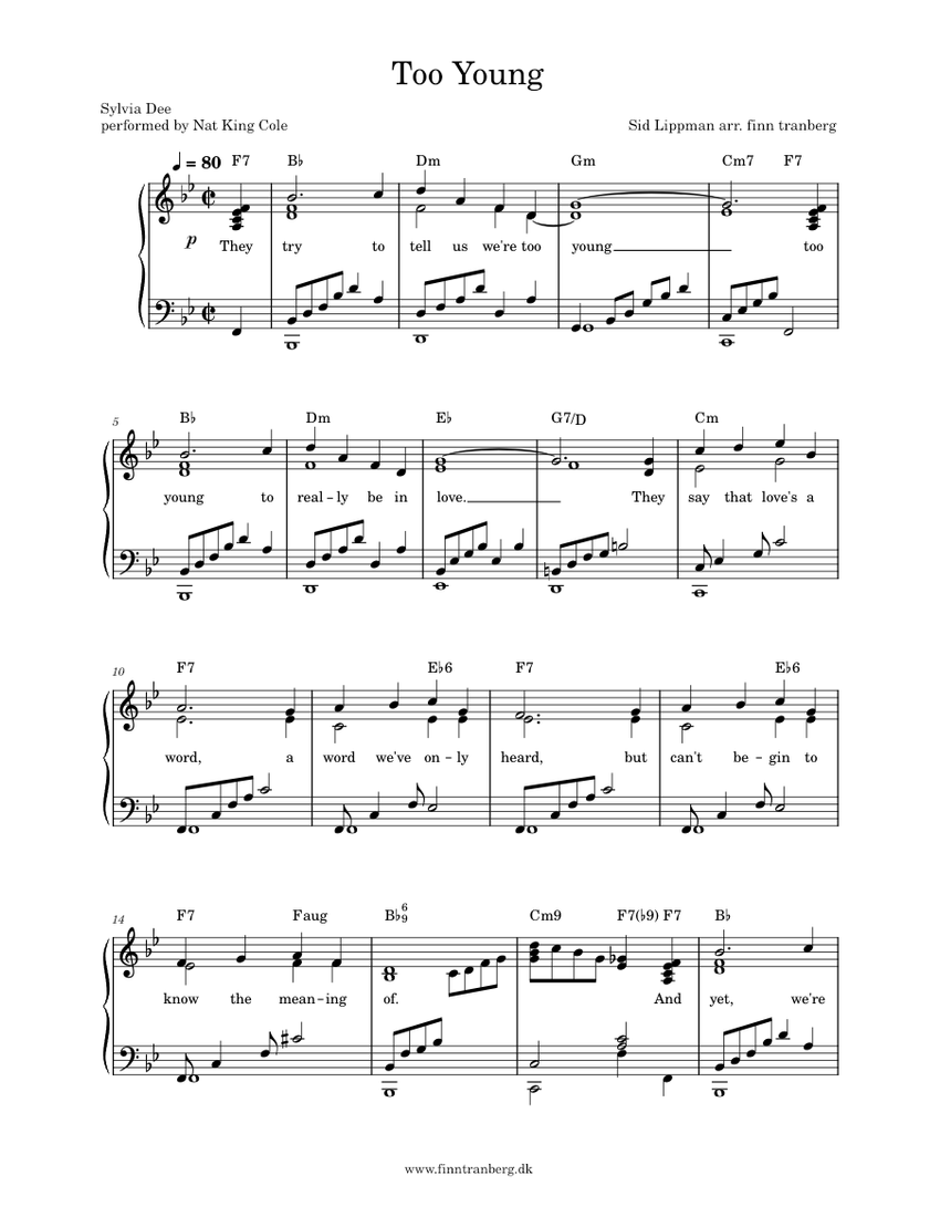 Too Young 2021 Sheet music for Piano (Solo) | Musescore.com
