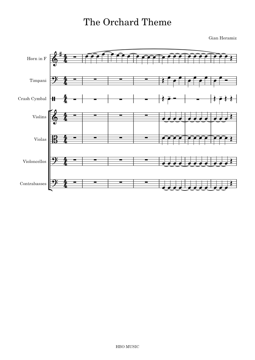 The Orchard Theme Sheet music for French horn, Timpani, Strings group ...