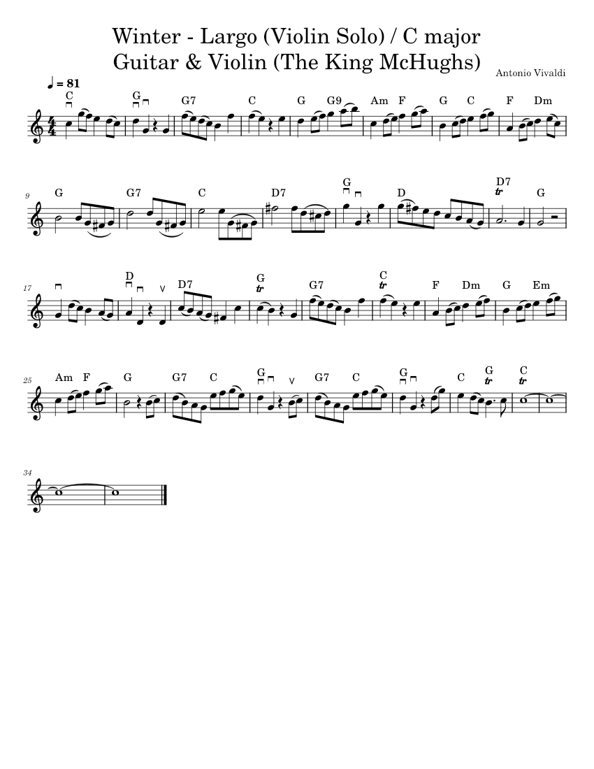 Largo from winter – Antonio Vivaldi Winter / Largo (Violin & Guitar ...