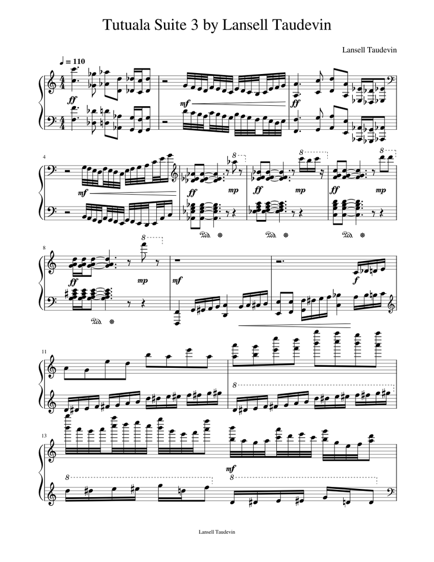 Tutuala Suite 3 by Lansell Taudevin Sheet music for Piano (Solo ...