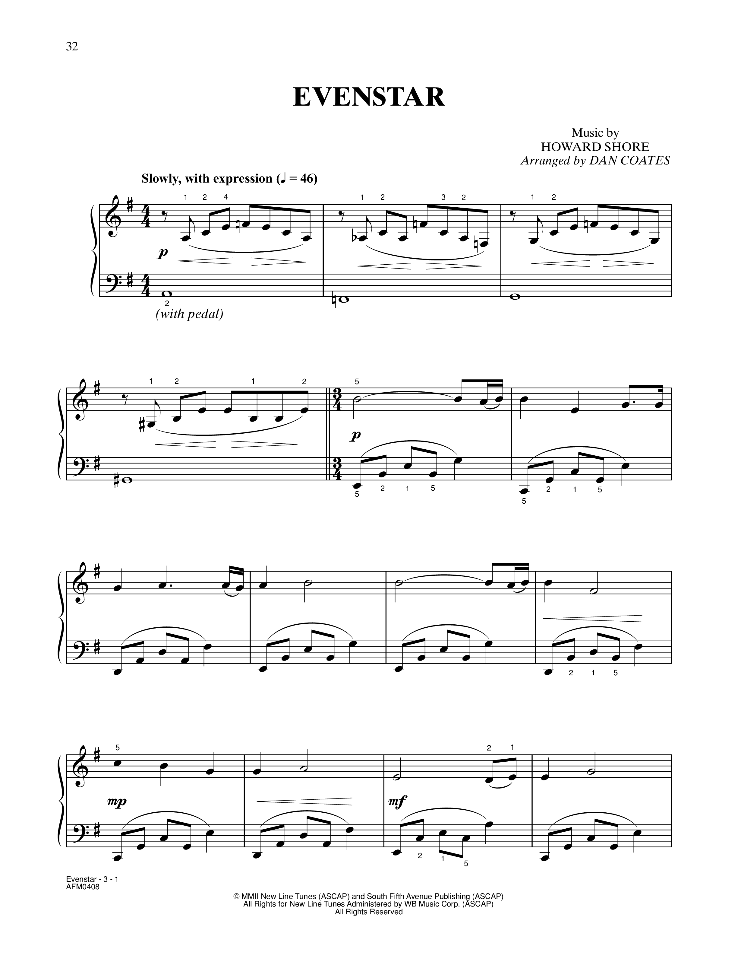 Play Official version of Evenstar Sheet Music by Howard Shore for Piano ...