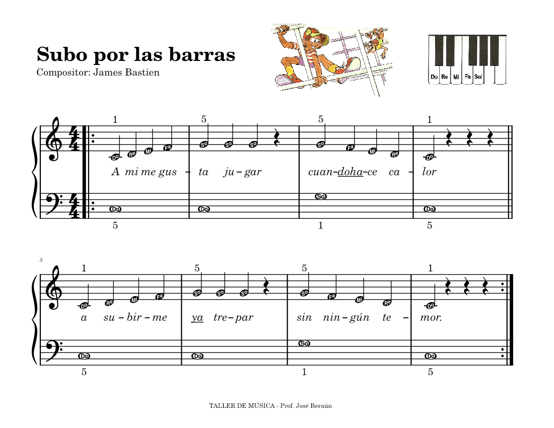 Subo por las barras PIANO melodía y bajos ESCRITOS Sheet music for ...