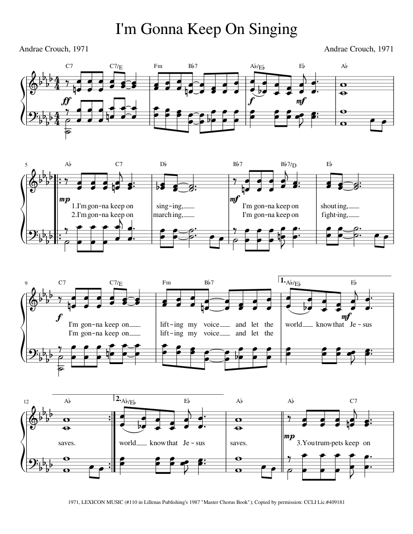 I'm Gonna Keep On Singing Sheet music for Piano (Solo) Easy | Musescore.com