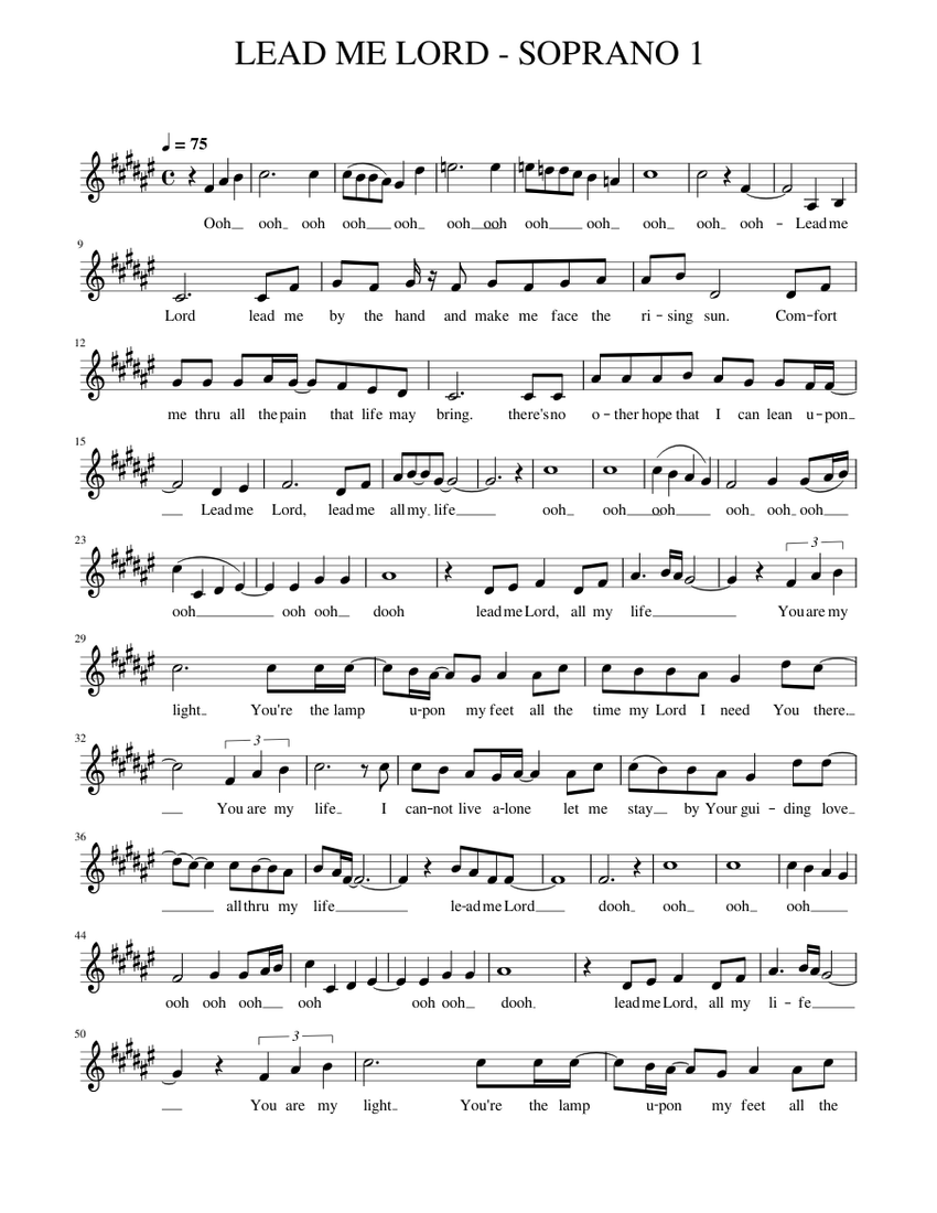 LEAD ME LORD - SOPRANO 1 (F#) Sheet music for Piano (Solo) Easy ...