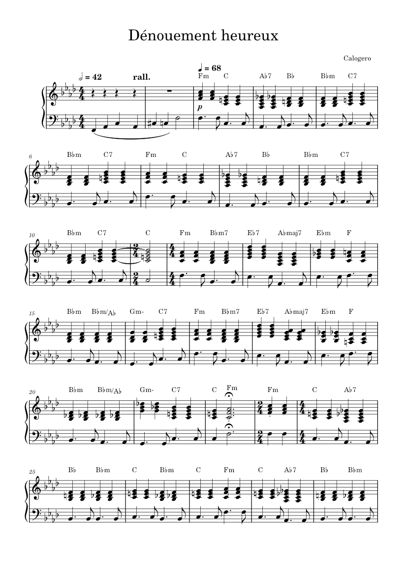 Dénouement heureux Sheet Music with Chords for Piano (Solo) easy ...