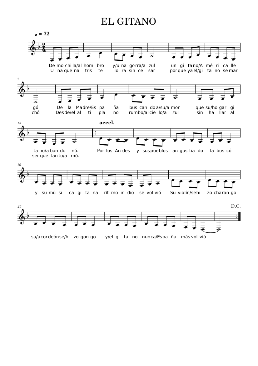 EL GITANO Sheet music for Voice (other) (Solo) Easy | Musescore.com