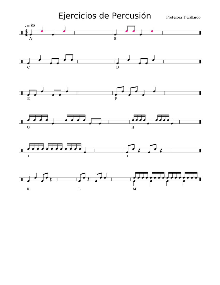 Ejercicios Percusión Sheet music for Drum group (Solo) | Musescore.com