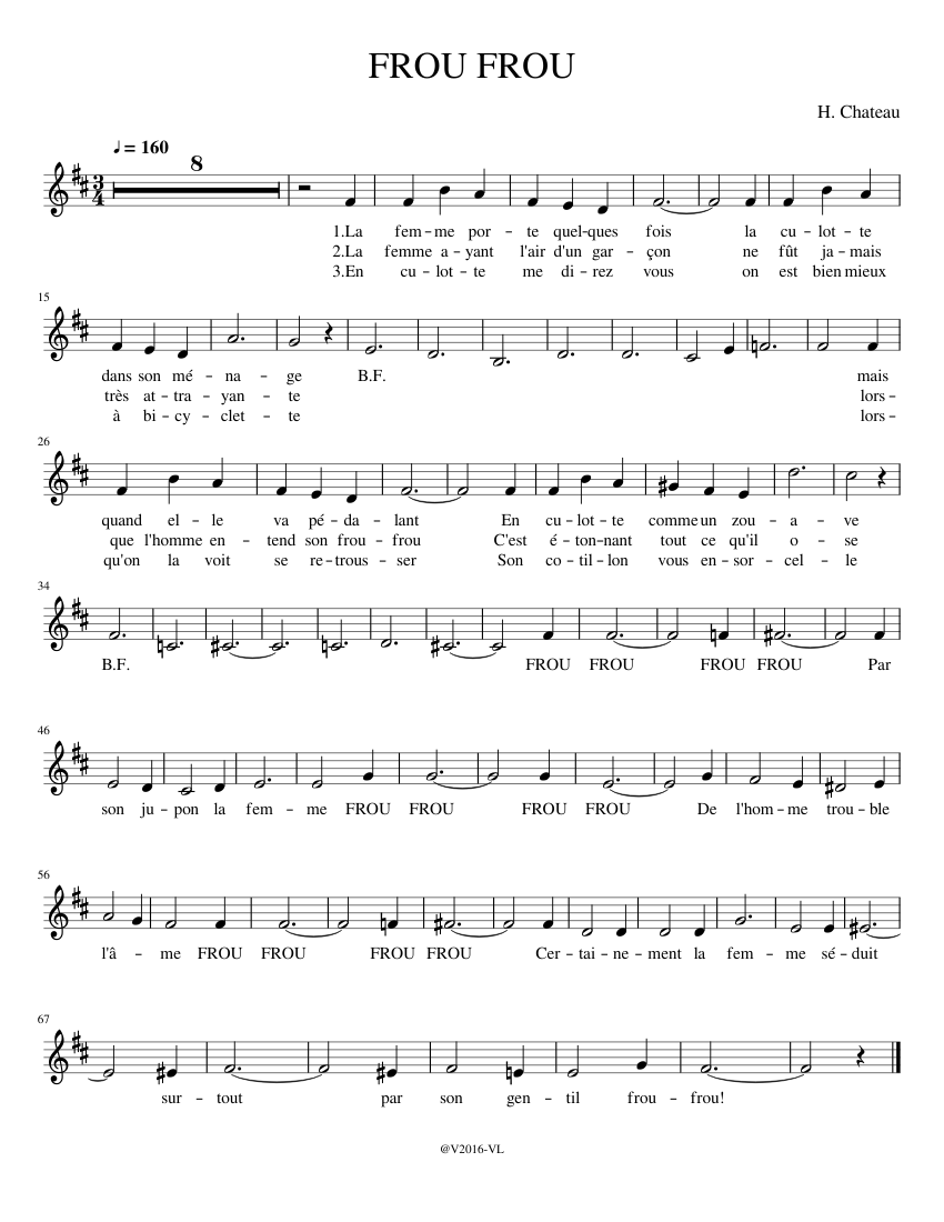 Frou frou-Alto Sheet music for Piano (Solo) | Musescore.com