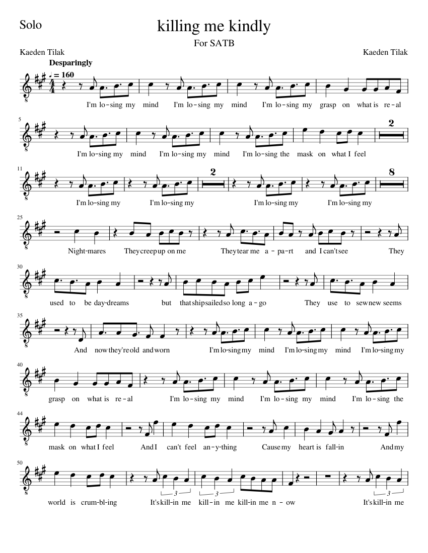 killing_me_kindly parts-Solo Sheet music for Tenor (Solo) | Musescore.com